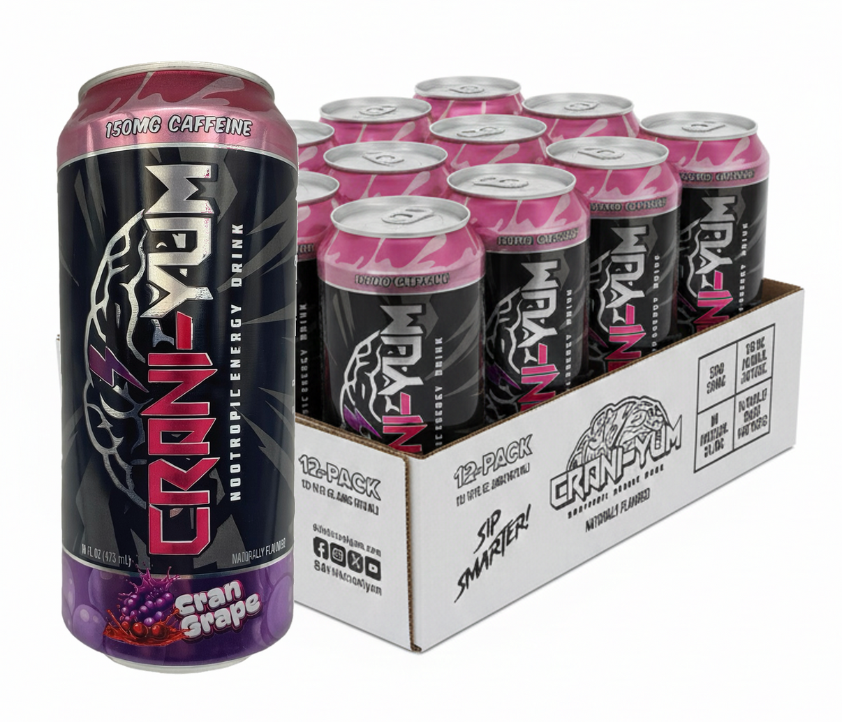 Crani-Yum Cran Grape Case of 12/16 oz cans – Crani-Yum Nootropic Energy ...